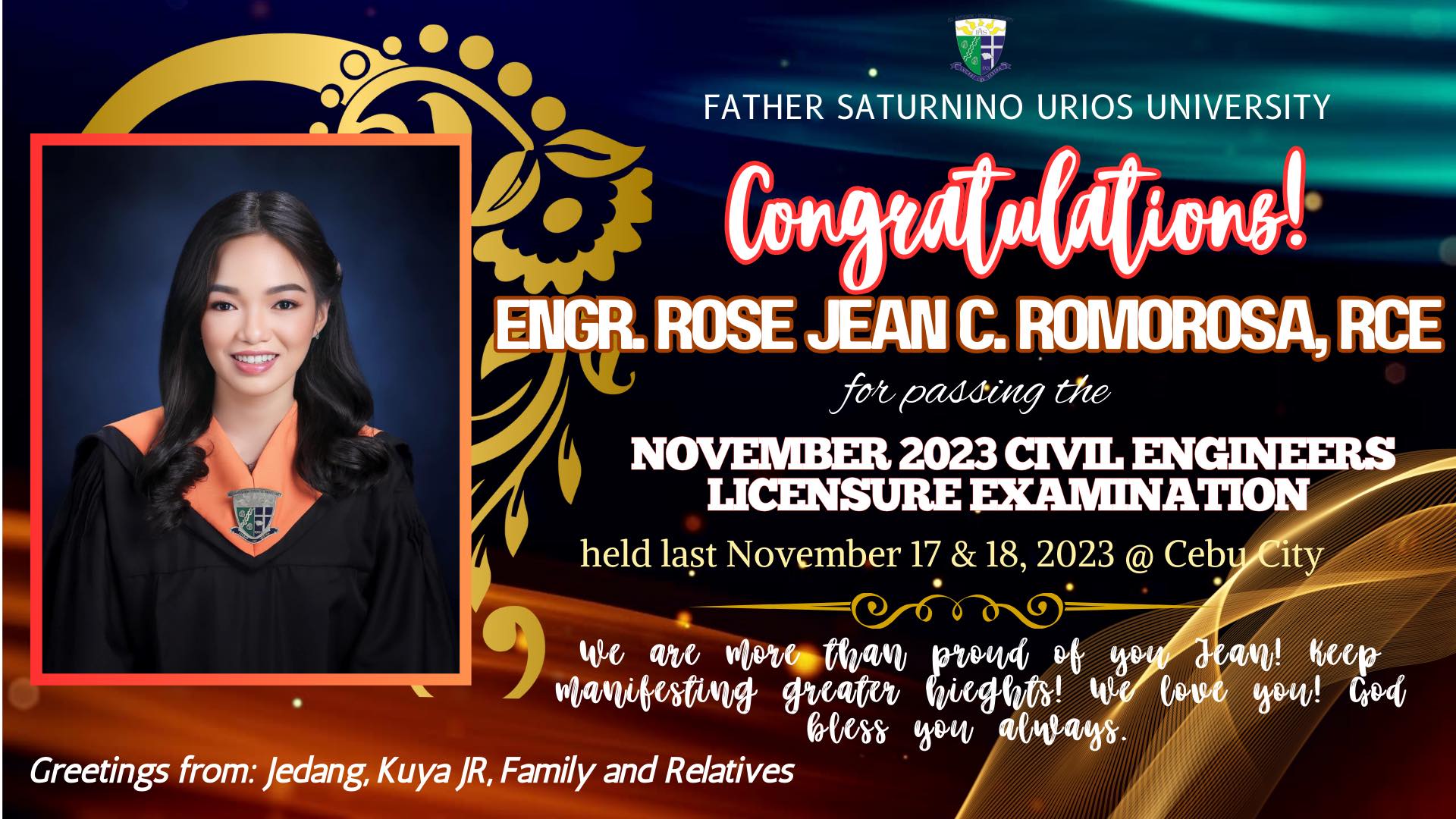 Congratulations: Engr. Rose Jean C. Romorosa, RCE - Arwonderer